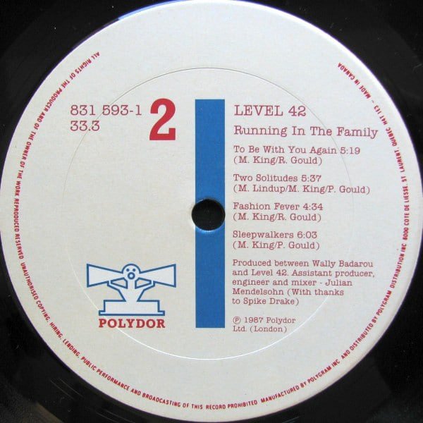 Level 42 ‎- Running In The Family LP – Dreams on Vinyl – Vinilo de época