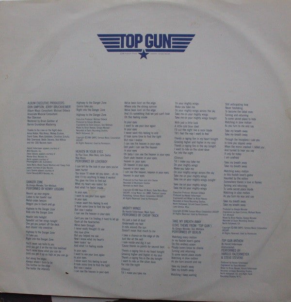 Various ‎- Top Gun (Original Motion Picture Soundtrack) LP – Dreams on ...