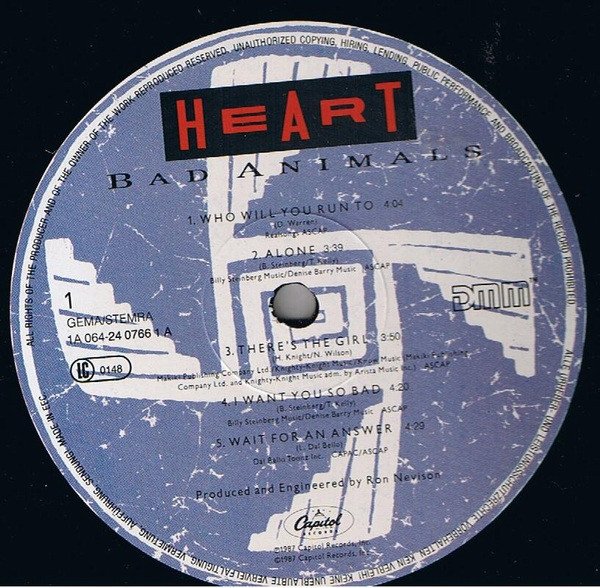 Heart - Bad Animals LP – Dreams on Vinyl – Vinilo de época