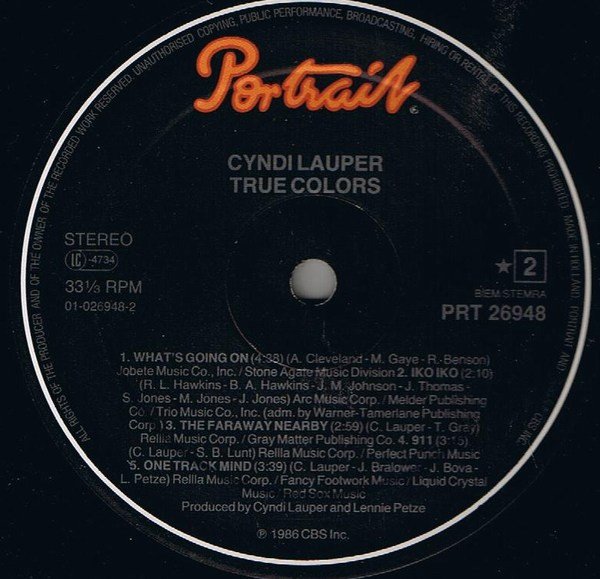 Cyndi Lauper - True Colors LP – Dreams on Vinyl – Vinilo de época