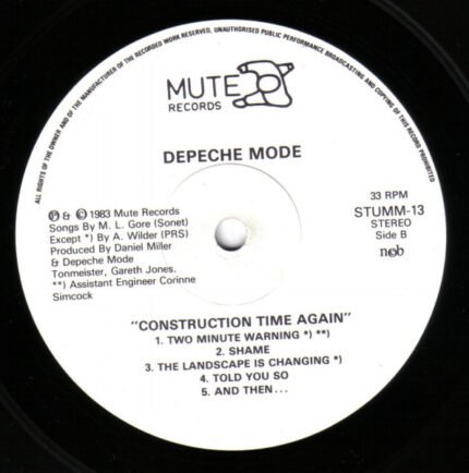 Depeche Mode - Construction Time Again LP – Dreams on Vinyl – Vinilo de ...