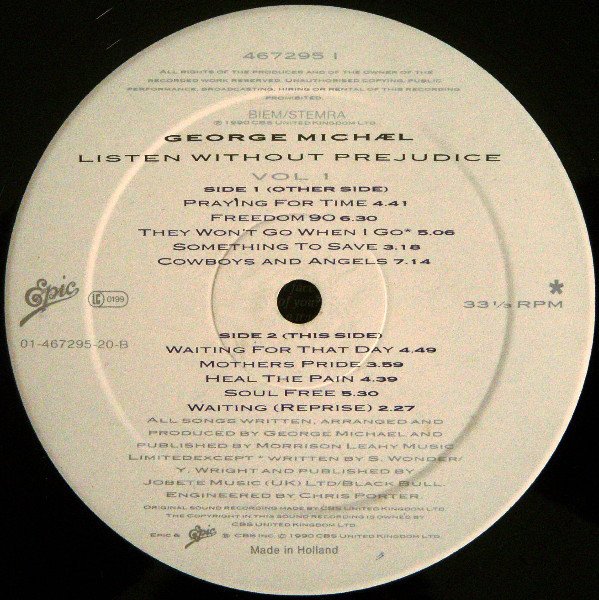 George Michael - Listen Without Prejudice Vol1 LP – Dreams on Vinyl ...