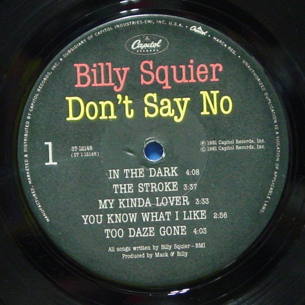 Billy Squier - Dont Say No LP – Dreams on Vinyl – Vinilo de época