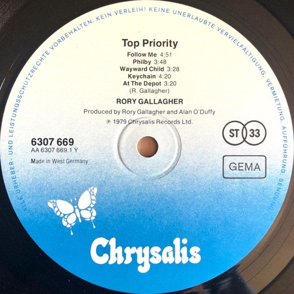Rory Gallagher – Top Priority LP – Dreams on Vinyl – Vinilo de época