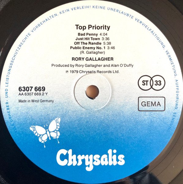 Rory Gallagher – Top Priority LP – Dreams on Vinyl – Vinilo de época