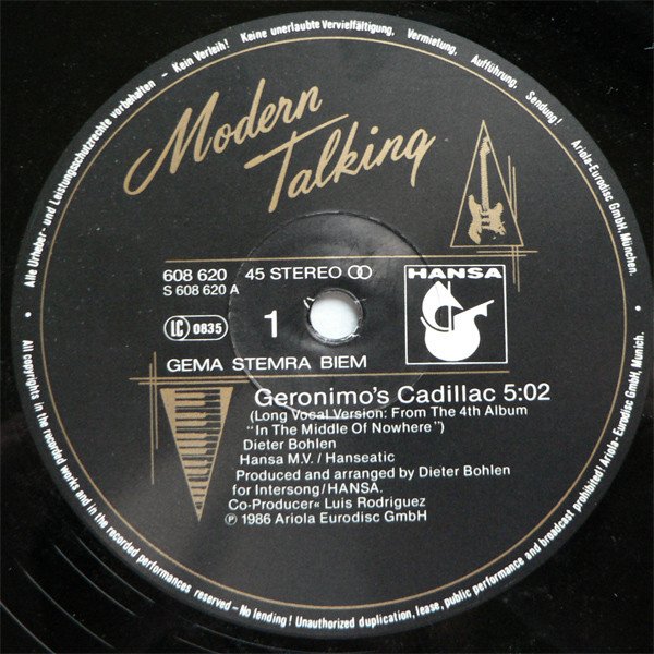 Comprar Modern Talking - Geronimo's Cadillac Maxi 12 – Dreams on Vinyl ...