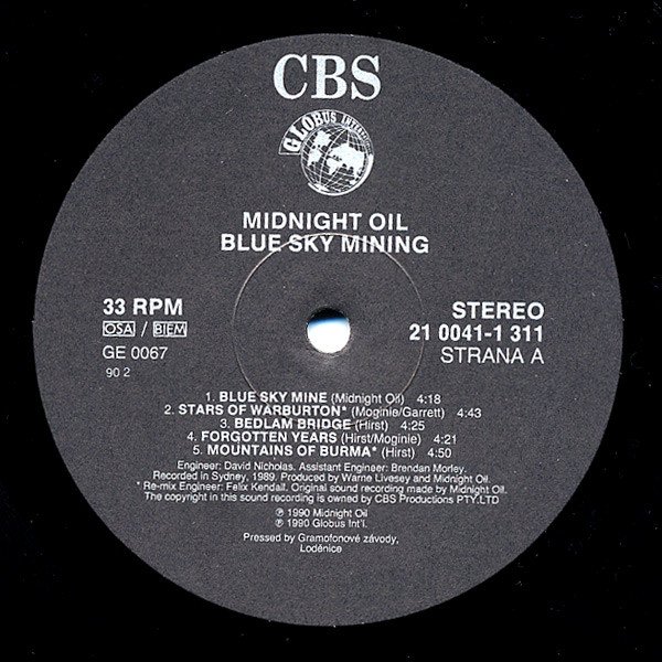 Comprar Midnight Oil - Blue Sky Mining LP – Dreams on Vinyl – Vinilo de ...