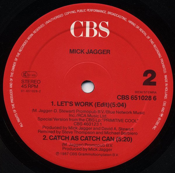 Comprar Mick Jagger - Let's Work (Dance Mix) Maxi 12 – Dreams on Vinyl ...