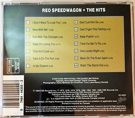 REO Speedwagon - The Hits CD – Dreams on Vinyl – CD de Época