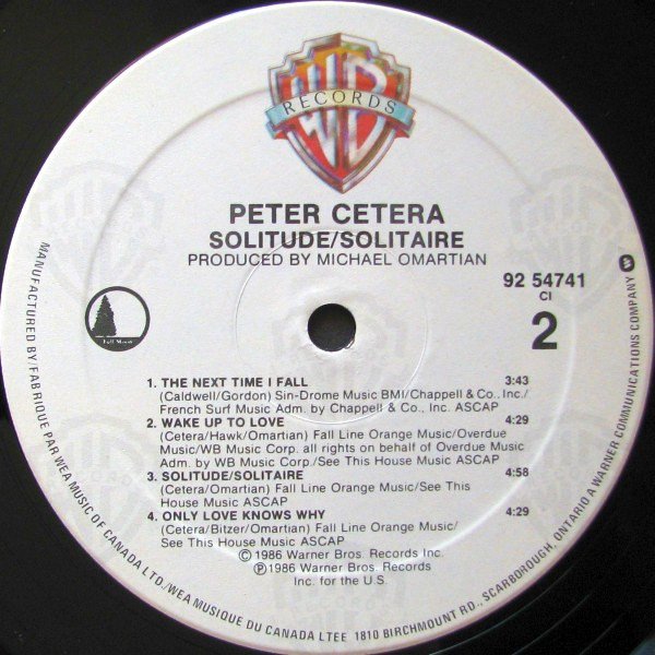 Peter Cetera - Solitude - Solitaire LP – Dreams on Vinyl – Vinilo de época