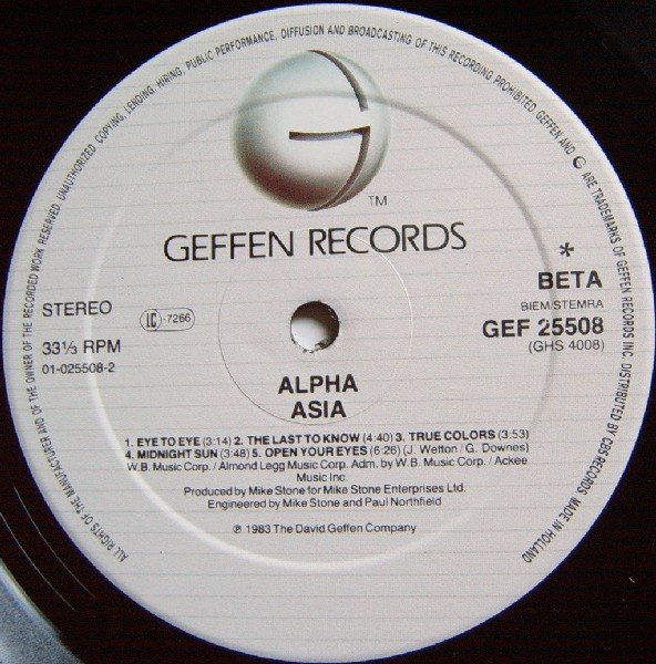 Asia (2) - Alpha LP – Dreams on Vinyl – Vinilo de época