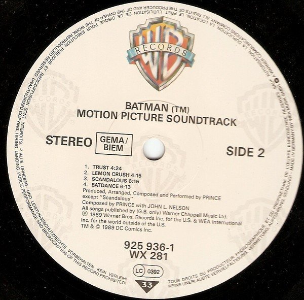 Prince - Batman™ (Motion Picture Soundtrack) LP – Dreams on Vinyl ...