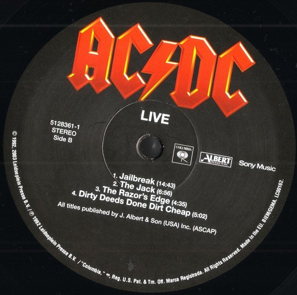 AC/DC - Live 2LP – Dreams on Vinyl – Vinilo de época