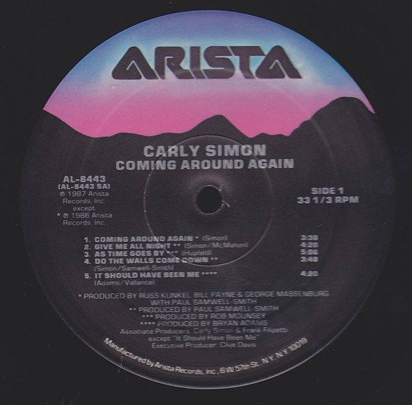 Carly Simon - Coming Around Again LP – Dreams on Vinyl – Vinilo de época
