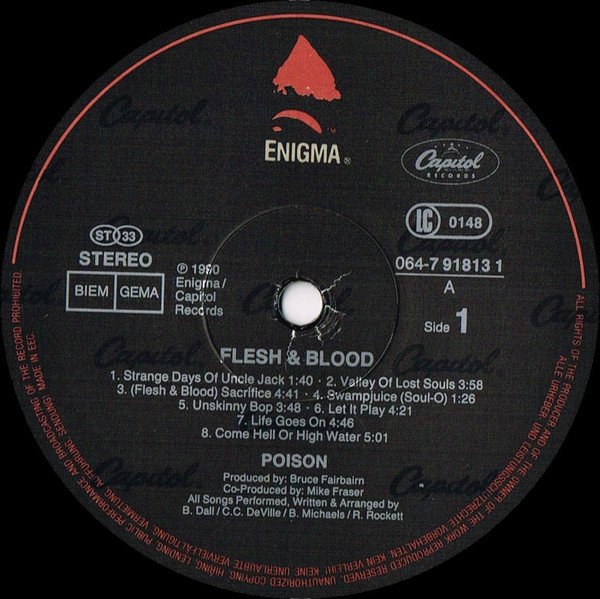 Poison (3) - Flesh & Blood LP – Dreams on Vinyl – Vinilo de época