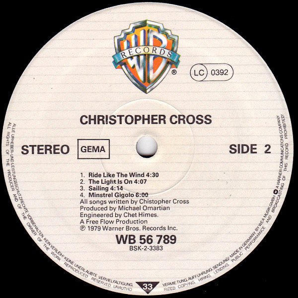 Christopher Cross - Christopher Cross LP – Dreams on Vinyl – Vinilo de ...