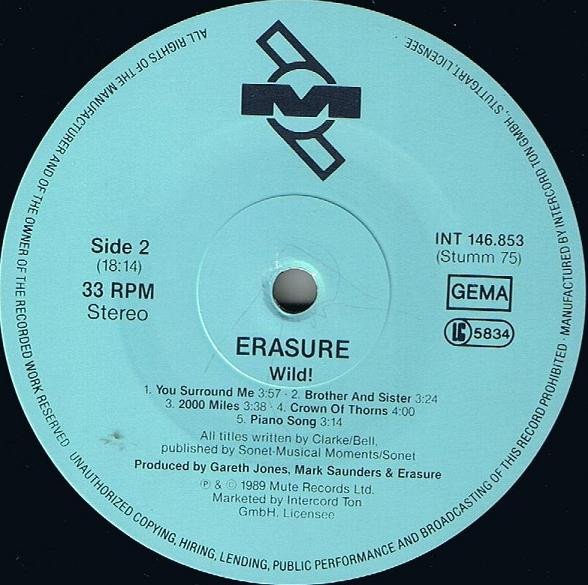 Erasure - Wild! LP – Dreams on Vinyl – Vinilo de época