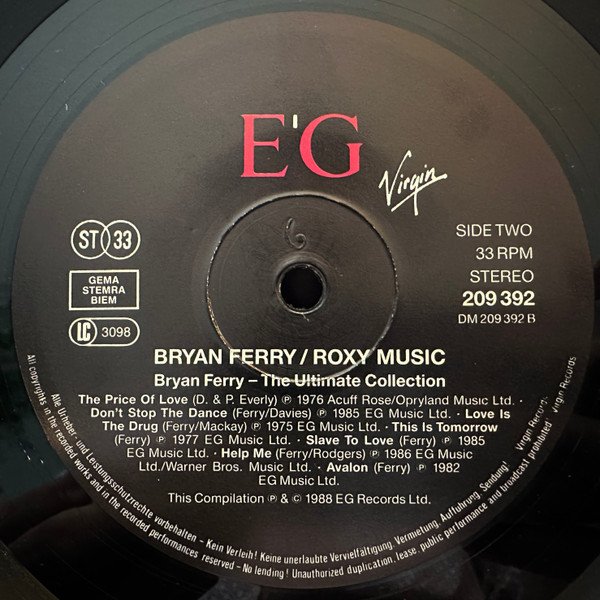 Bryan Ferry / Roxy Music - The Ultimate Collection LP – Dreams on Vinyl ...