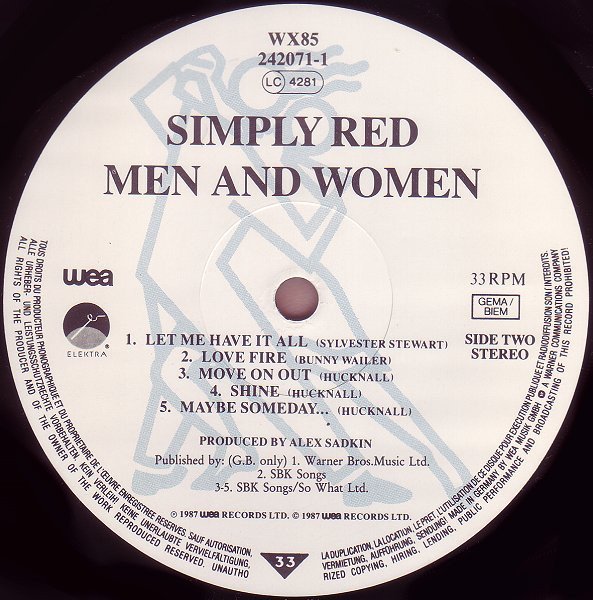 Simply Red - Men And Women LP – Dreams on Vinyl – Vinilo de época
